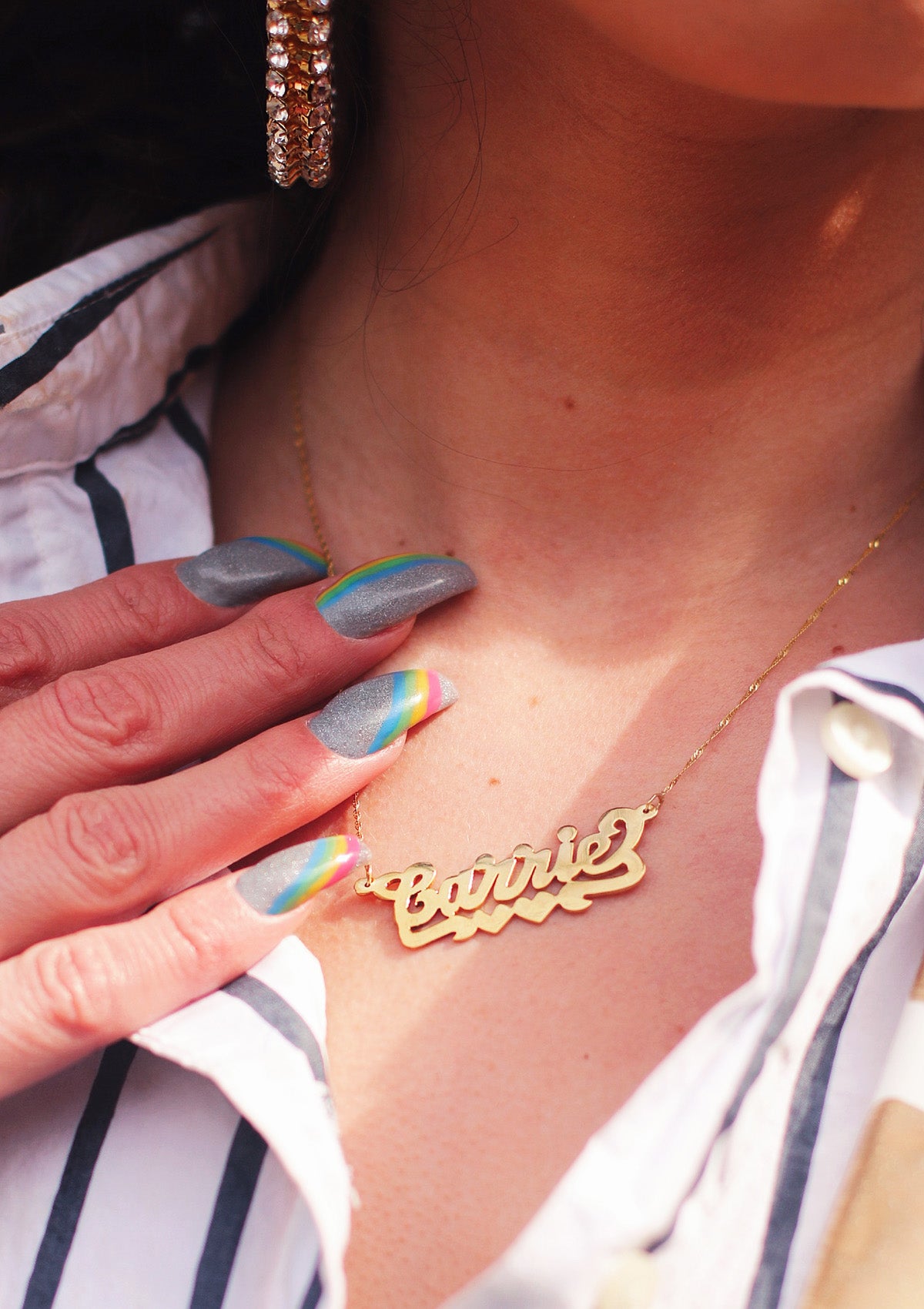 NEW Carrie 2.0 14k Gold Custom Nameplate Necklace – Patricia Field ...