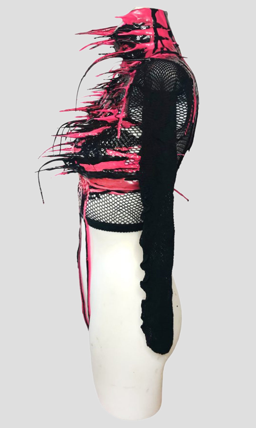 Fluo Pink + Black Drip Bodice Fishnet Top – Patricia Field ARTFASHION
