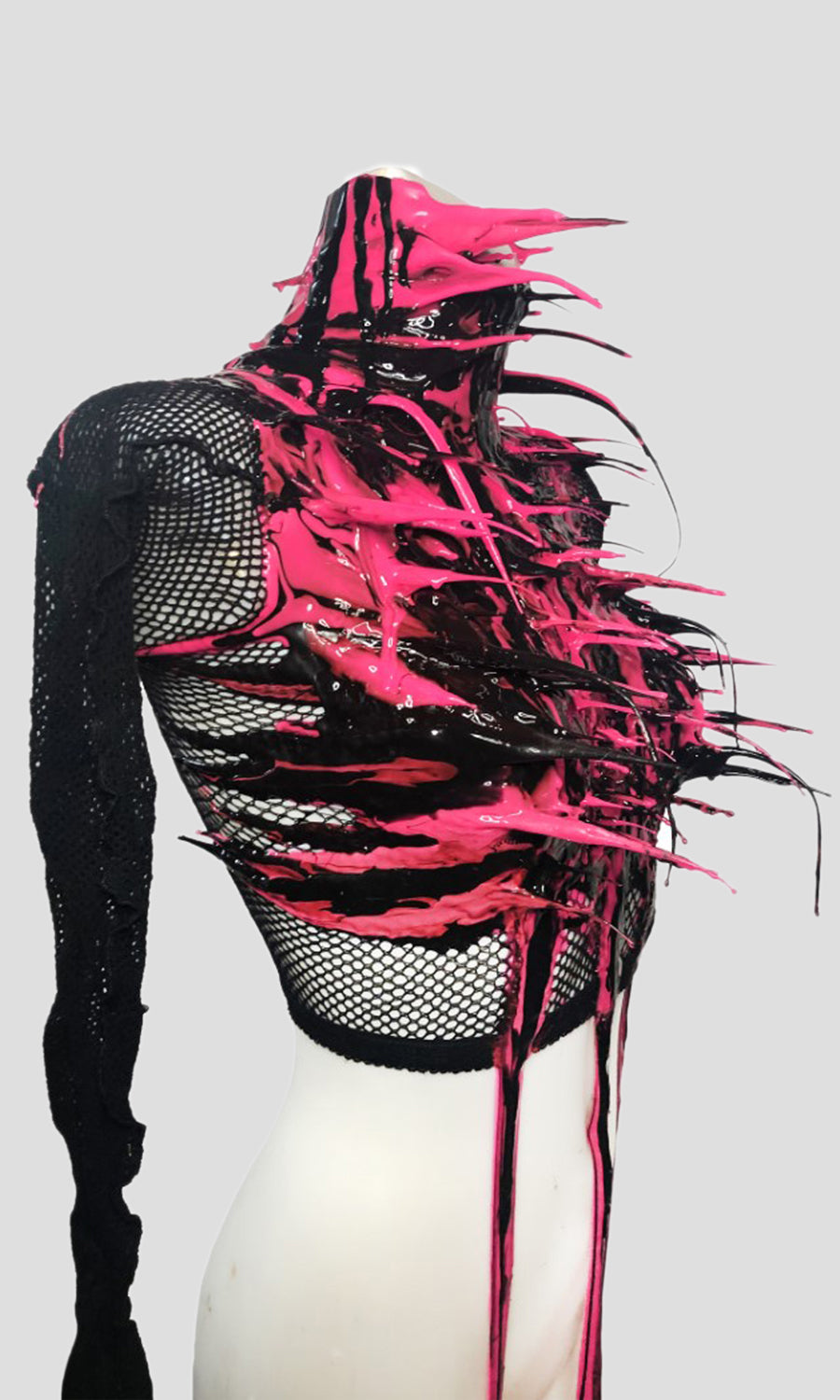 Fluo Pink + Black Drip Bodice Fishnet Top – Patricia Field ARTFASHION